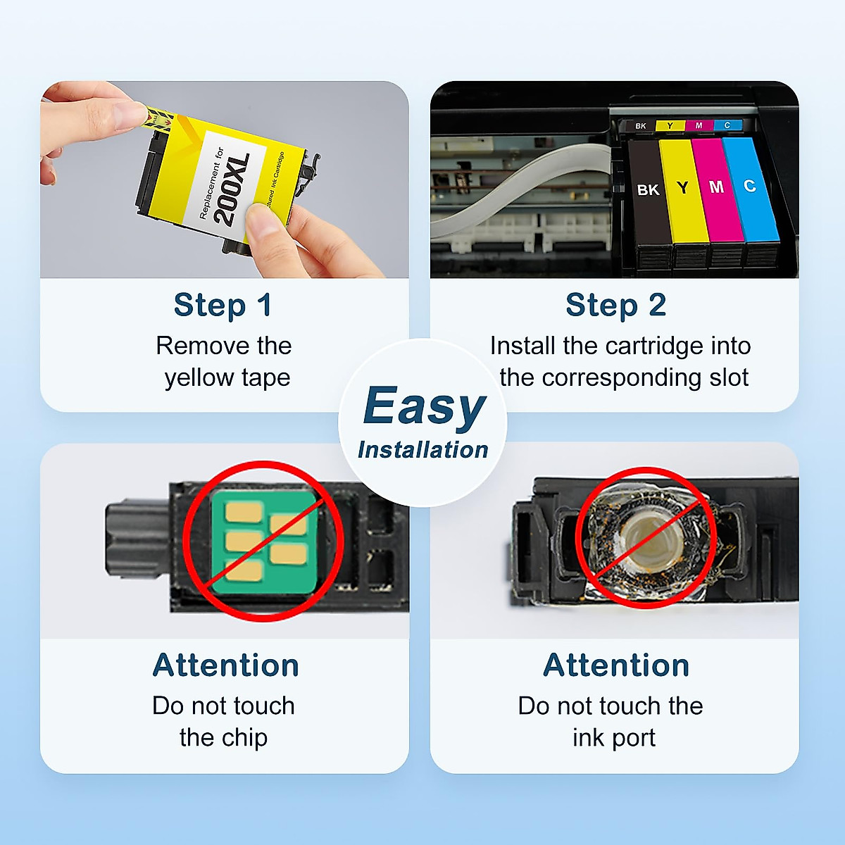 MYTONER Remanufactured Ink Cartridge Replacement for Epson 200XL 200 XL for Expression XP-200 XP-300 XP-310 XP-400 XP-410 Workforce WF-2520 WF-2530 WF-2540 Printer(2 Black,1 Cyan, 1 Magenta,1 Yellow)