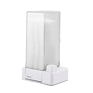 Walbest Automatic Cotton Pad Dispenser Auto Rectangular Cosmetic Cotton Pad Organizer Press Out Cotton Square Holder Vanity Makeup Box White