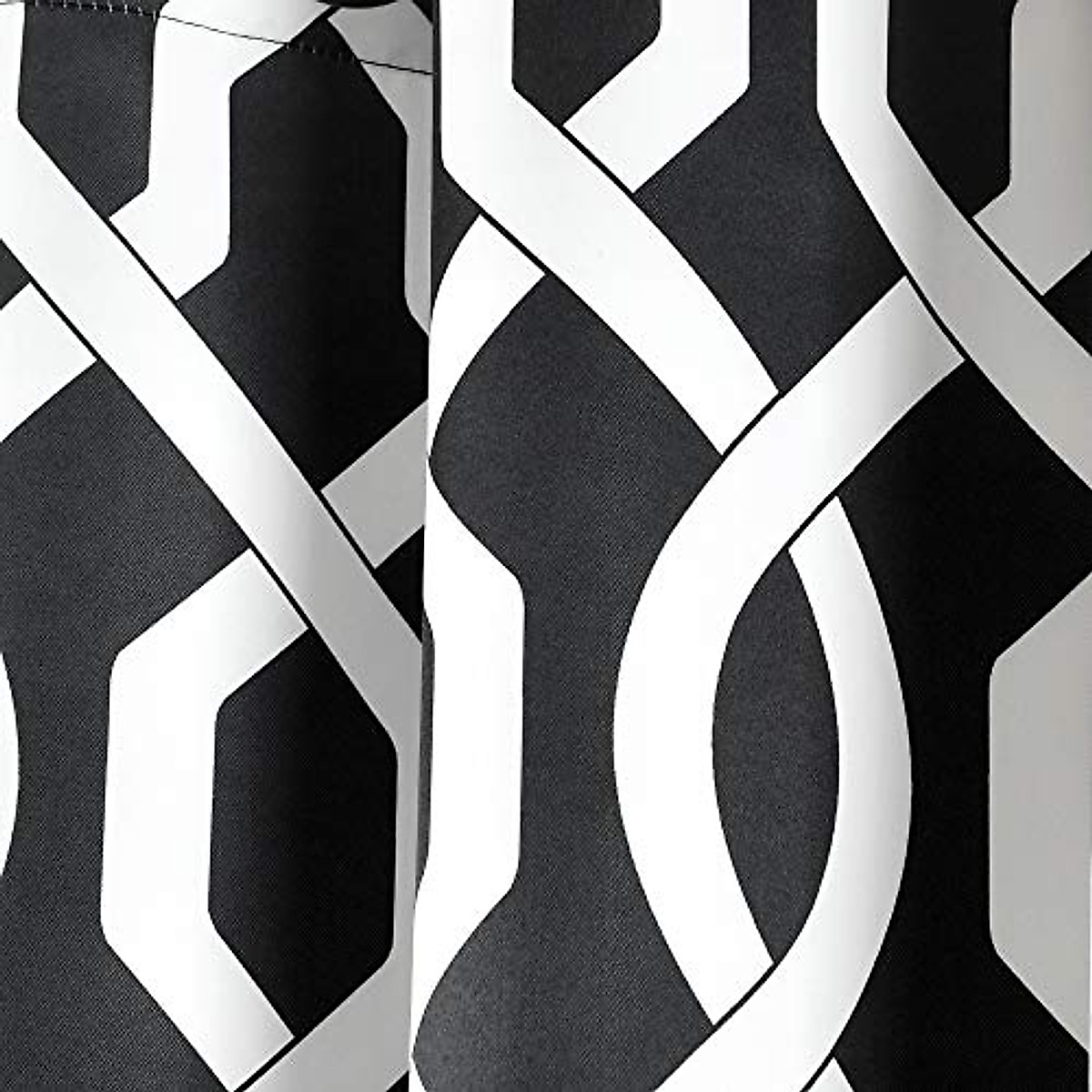 Lush Decor Edward Trellis Curtains Room Darkening Window Panel Set for Living, Dining, Bedroom (Pair), 84” x 52”, Black