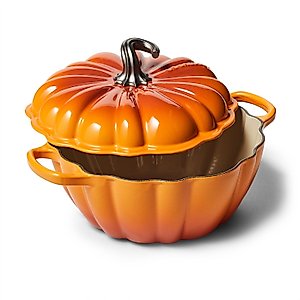 Le Creuset Enameled Cast Iron Figural Pumpkin Cocotte, 4 qt., Persimmon