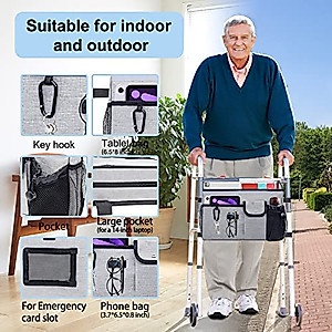 TYTCA Large Walker Bag Walker Basket Hand Free Storage Bag Folding Walker Attachment Handicap Basket Pouch for Large Capacity Organizer for Seniors Elderly (Grey)