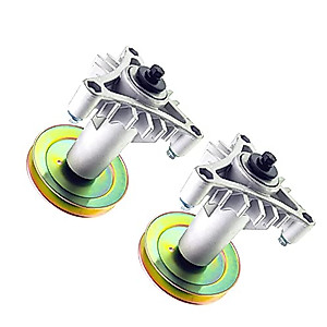 q&p 2 Pieces Spindle Assembly with Pulley Bracket Replace 28285, 130794, 133172, 137641, 137645, 532128285, 532130794, 532133172, 532137645+ Replaces Pulley 153535 Surface with Yellow Zinc