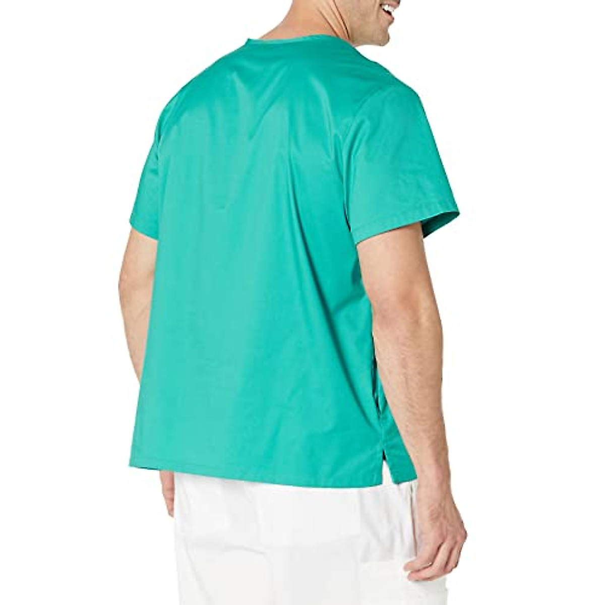 Amazon Essentials Men's V-Neck Scrub Top with Pockets, Emerald Green, Large