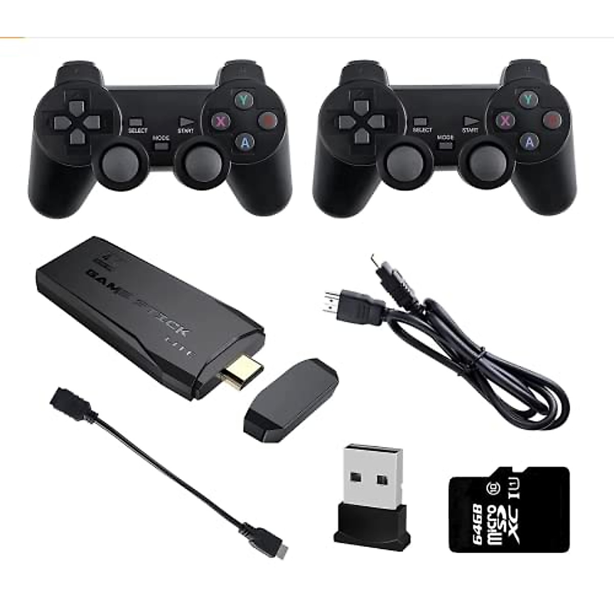 Wireless Retro Game Console,Retro Game Stick,Nostalgia Stick Game,4K HDMI Output,Plug and Play Video Game Stick Built in 10000+ Games,9 Classic Emulators, with Dual 2.4G Wireless Controllers(64G)