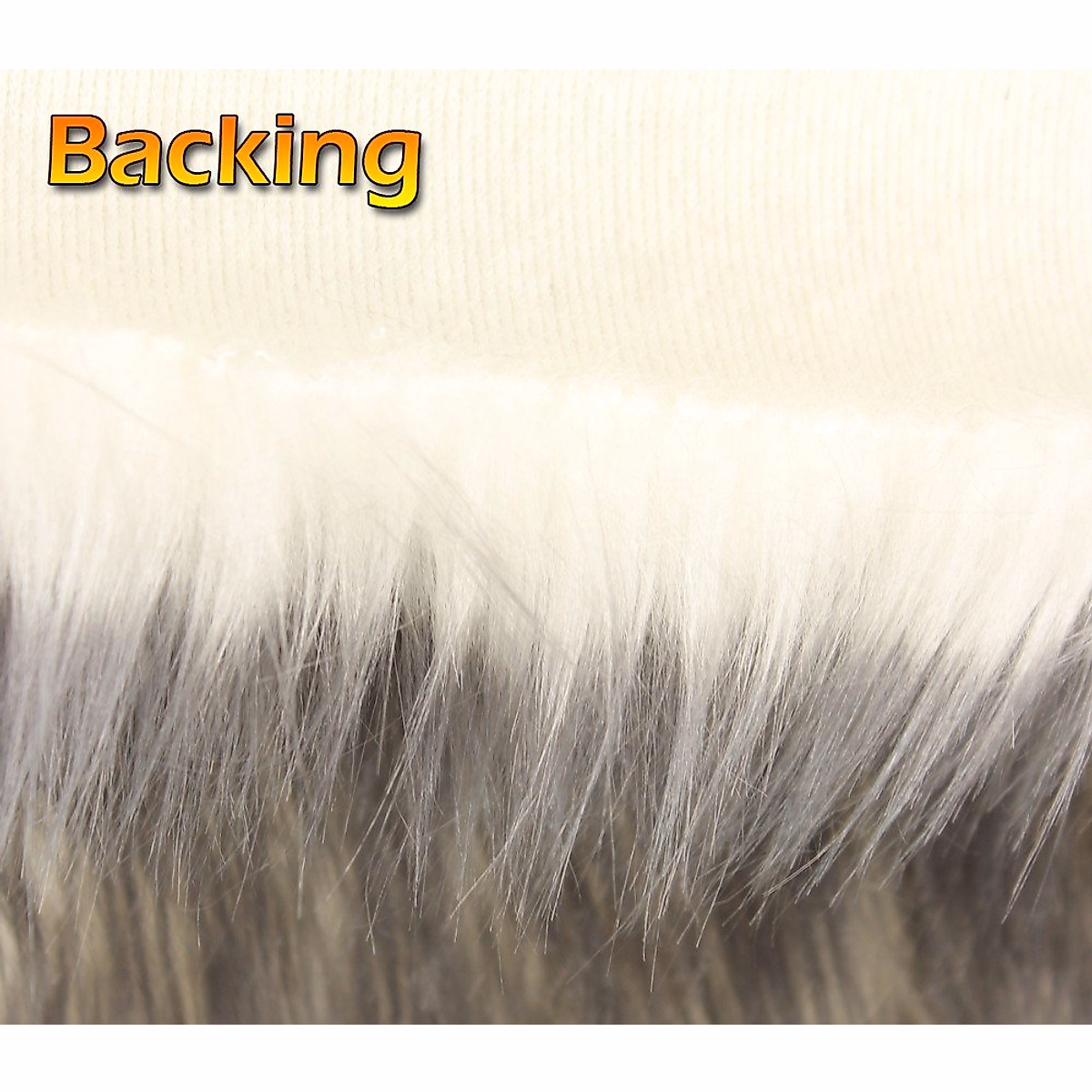Faux Fur Long Pile Candy Shaggy Fabric White Backing 60" Wide Sold by The Yard (Grey)