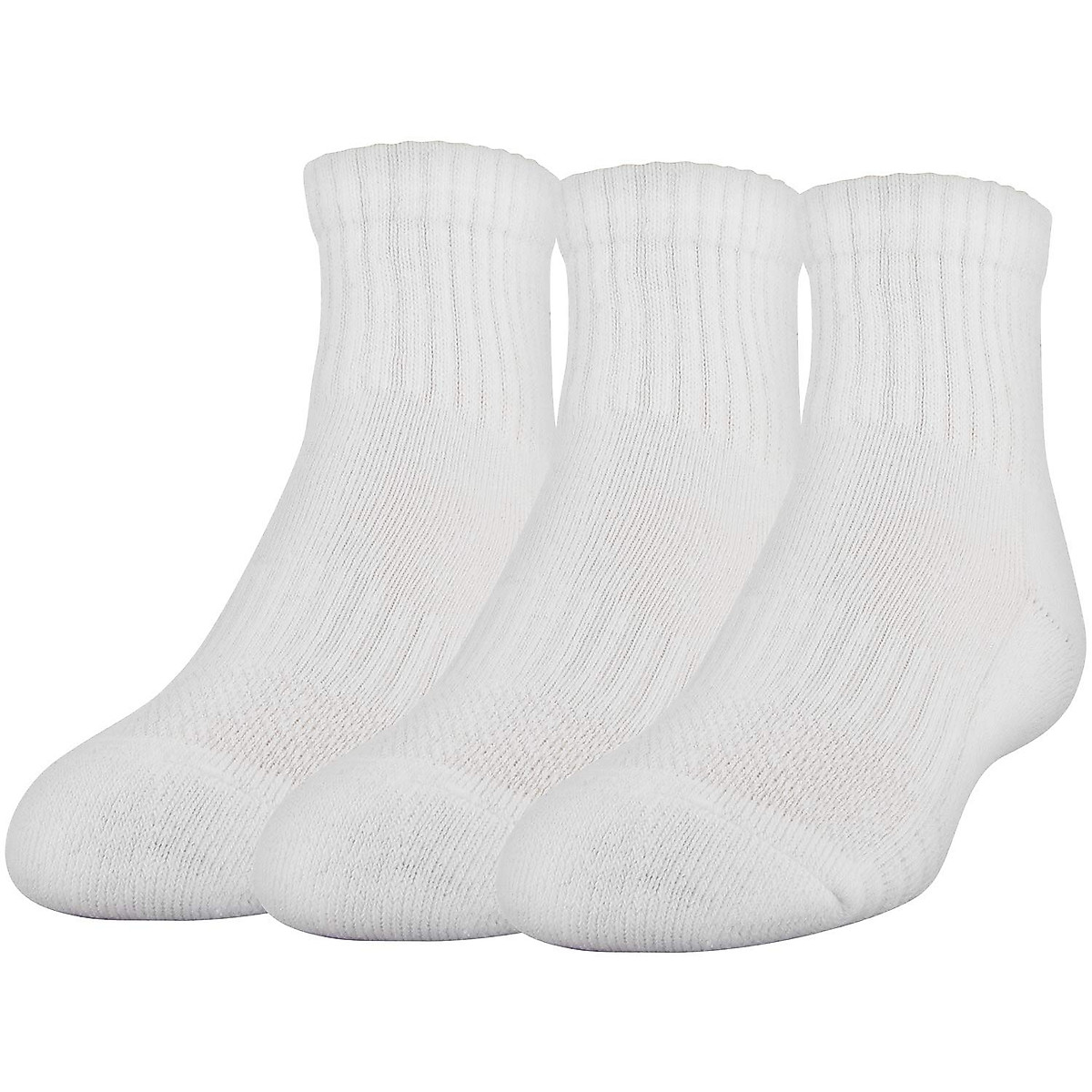 Under Armour Youth Training Cotton Quarter Socks, Multipairs , White (3-Pairs) , Small