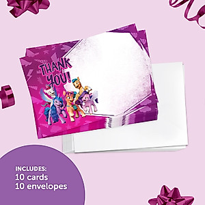 Desert Cactus My Little Pony Thank You Cards Happy Birthday Cards 10 Count With Envelopes Boys Girls Kids Party (Style B)