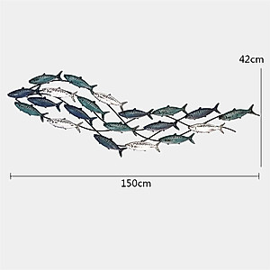 SUN RDPP Metal Fish Wall Art Decor, Large Coastal Ocean Metal Fish Wall Hangings Decor Wall Sculpture for Living Room Bedroom (A)