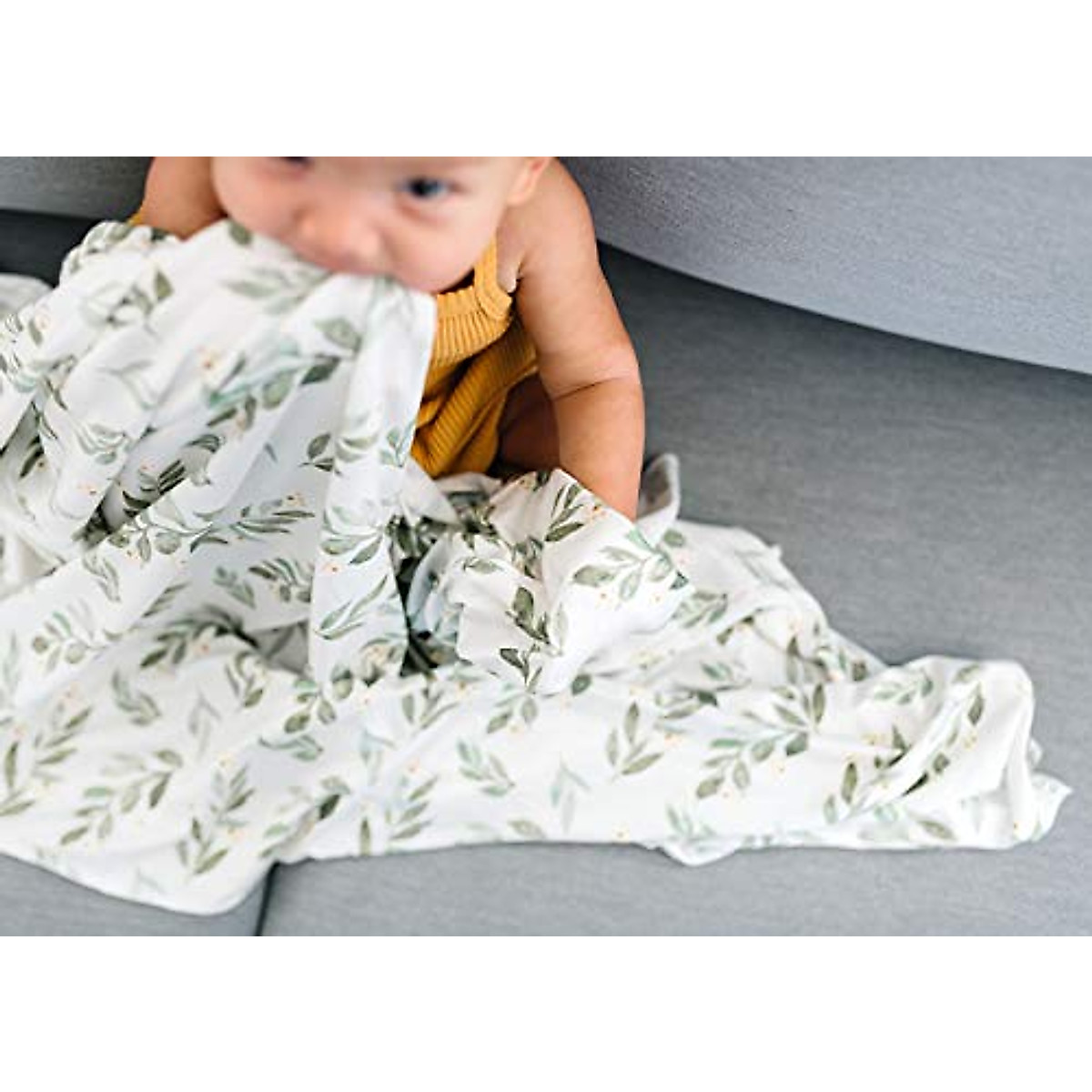 Large Premium Knit Baby Swaddle Receiving Blanket"Fern" by Copper Pearl