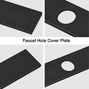 KWODE 10”Black Square Hole Cover Deck Plate for Kitchen or Bathroom Sink, Stainless Steel Escutcheon Plate for Covering Unused Mounting Holes