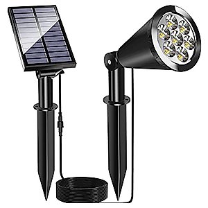 MEIHONG Solar Spot Light Outdoor, Waterproof Solar LED Landscape Lights Dusk to Dawn, 2-in-1 Solar Spotlight Solar Powered Accent Lights for Garden Porch Walkway Patio (1 Pack)