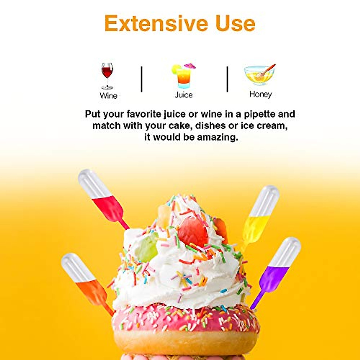 Siumir 100 PCS Pipettes Dropper 4 ML Plastic Food Syringe Dessert Mini Pipettes for Chocolate, Cupcakes, Ice Cream Cups