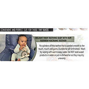 Oliver and Sage Macrame Rainbow Teether | Teething Toy | Cotton with Natural Wood Handle