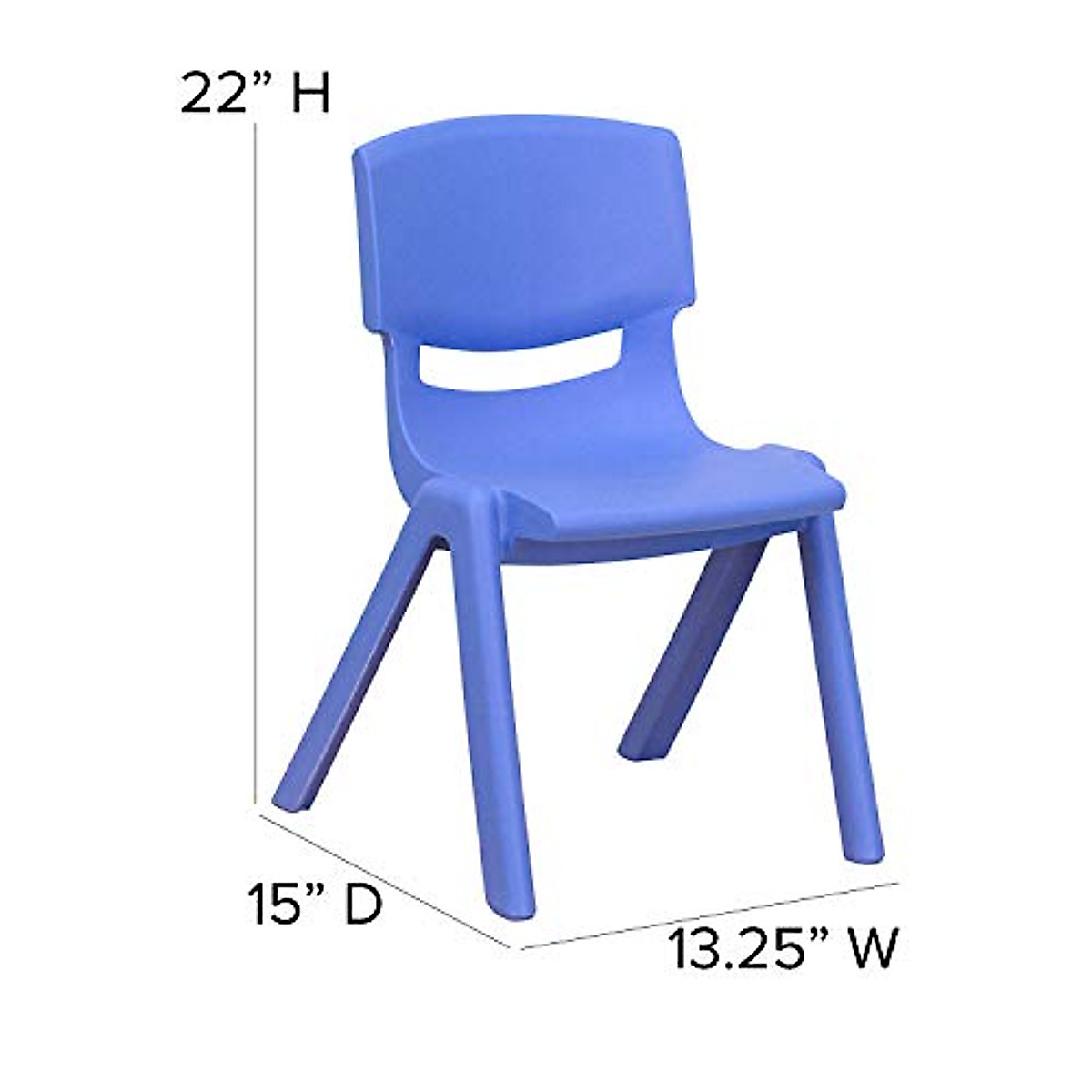 Flash Furniture Whitney 2 Pack Blue Plastic Stackable School Chair with 12" Seat Height