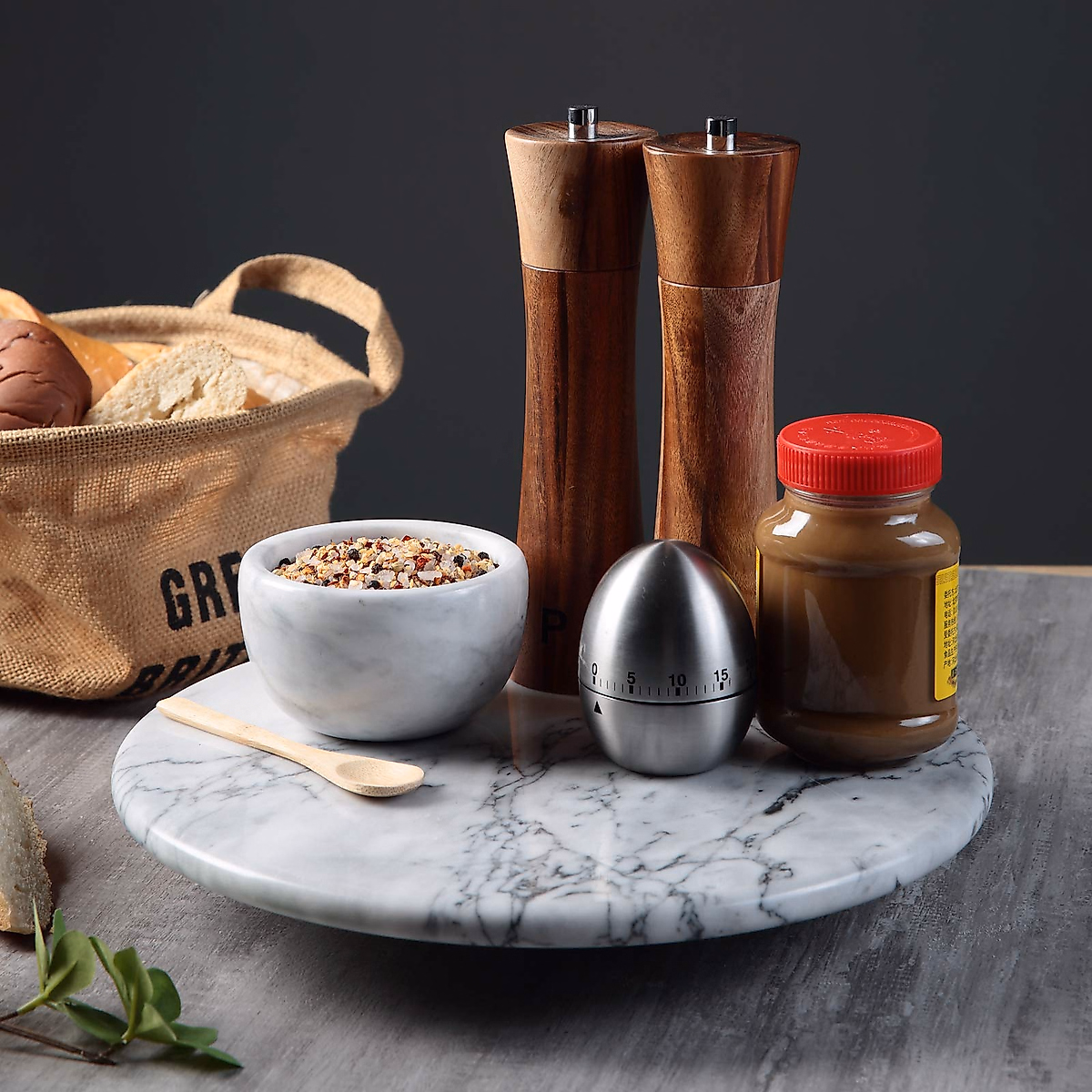 EVERBBKING 12‘’ Marble Lazy Susan Turntable Rotating Serving Plate Organizer