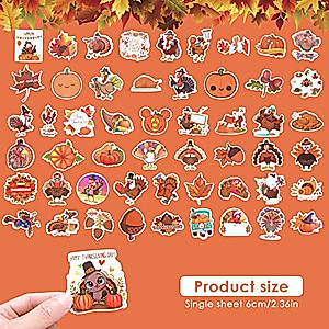 Cobee 100 Pieces Thanksgiving Sticker Decals,Aesthetic Fall Stickers Pumpkin Autumn Decals Cute Turkey Stickers Funny Vinyl Waterproof Stickers for Laptop Water Bottle Envelopes Party Favor
