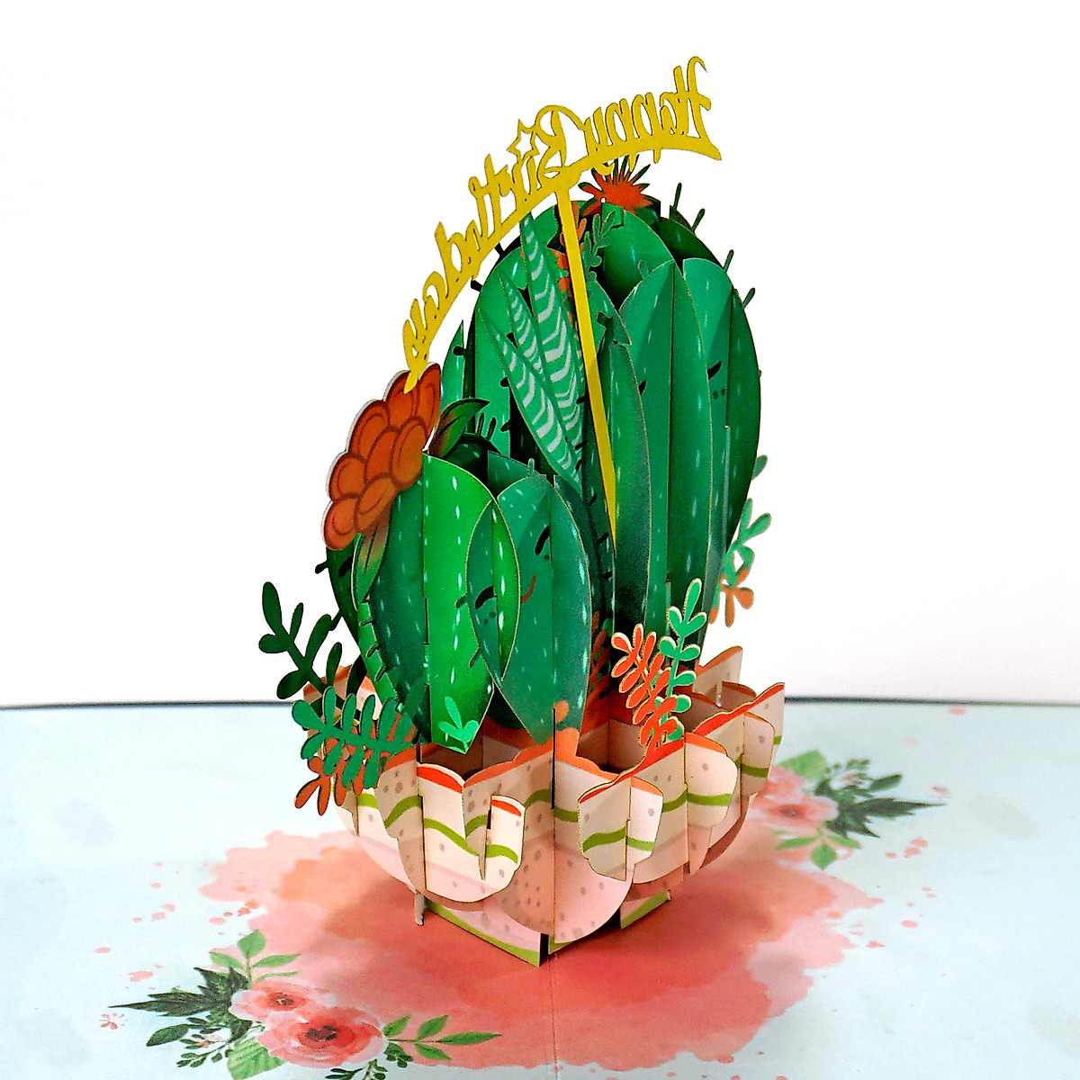CUTPOPUP Happy Birthday Card Pop Up, 3D Greeting Card (Cactus)