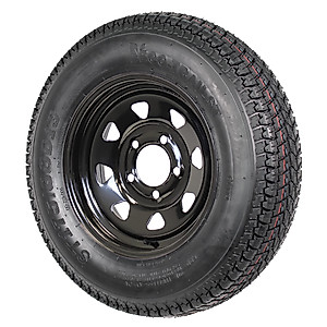 eCustomrim 2-Pack Trailer Tire On Rim Bias Ply ST175/80D13 175/80 Load Range C 5-4.5 Black Spoke Wheel - 2 Year Warranty w/Free Roadside