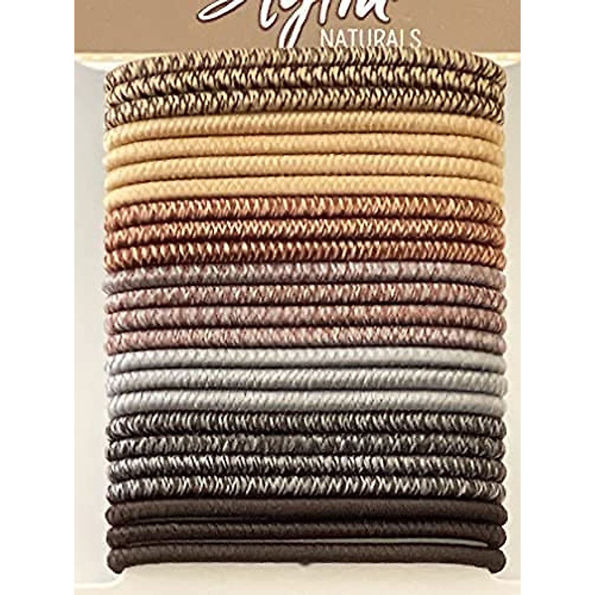 Stylin’ Naturals Clasp-Free Premium Hair Elastics Control&Hold 24 Elastics (Neutral Heather)