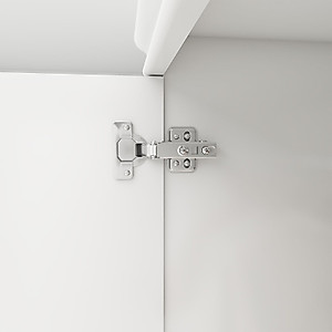 Keloyid Wooden Armoire Wardrobe Closet with Glass Door, Bedroom Armoire Storage Cabinet, 4 Door Modern White Armoire Wardrobe Closet with Hanging Rod for Bedroom