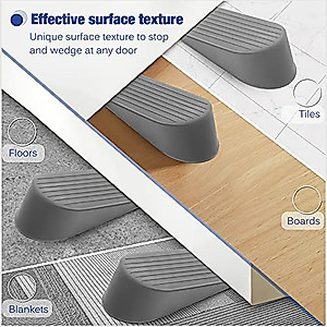 Crosize Grey Extra Large Door Stopper, High 1.9 Inches Big Door Stop for Floor Rubber Doorstop Wedge, Door Gaps and Prevent The Lock-Outs, Floor Sturdy Door Stopper for Heavy Duty Door Bottom of Door