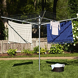 Household Essentials 1710 Height Adjustable Outdoor Umbrella Drying Rack | Aluminum | 12-Lines with 165 ft. Clothesline , Gray