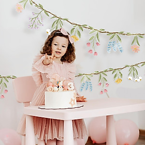 Cheerland Flower Banner Garland for Enchanted Garden Party Woodland Theme Picnic Wedding Baby Shower Birthday Party Supplies and Decorations