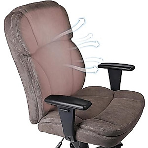 CLATINA Ergonomic Velvet Big and Tall Executive Office Chair with Upholstered Swivel 400lbs High Capacity Adjustable Height Thick Padding Headrest and Armrest for Home (Brown)