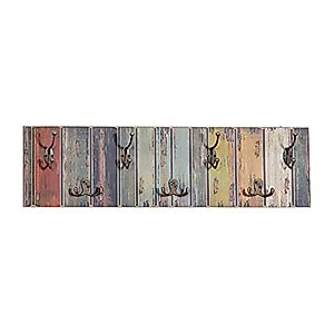 Deco 79 Wood 14 Hangers Wall Hook, 28" x 3" x 8", Multi Colored