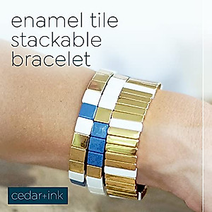 Cedar and Ink Stackable Bracelets, Tile Bracelets for Women, Stackable Enamel Bracelets, Enamel Bangle Bracelet, Gifts for Women - Nautical Mile