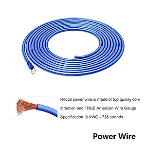 RECOIL True 8 Gauge Complete CCA Amplifier Wiring Kits with OFC RCA Cable