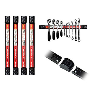 Senrob 4 PCS 12" Magnetic Tool Holder Bar Racks,Metal Magnet Storage Tool Organizer Set with Mounting Brackets&Screws