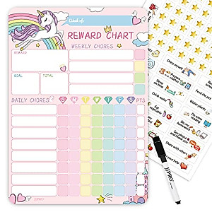 Magnetic Chore Chart for Kids, Reward Chart for Kids Behavior;Unicorn Kids Chore Chart, Good Responsibility Chart Board for One Child at Home