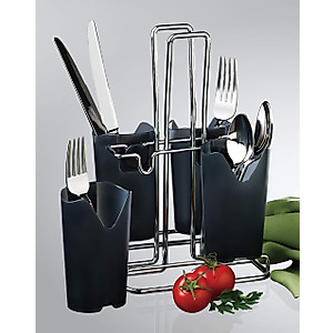 Prodyne Bravada Flatware Caddy, One Size, Black-Smoke