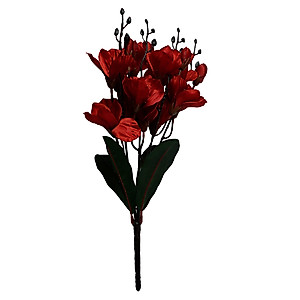 FIVETREES Artificial Magnolia Flower 2pcs Bridal Wedding Bouquet Cloth Plastic Fake Wedding Flower Bouquet for Wedding Party Home Office Garden Bridal Hydrangea Decor Anniversary Pool Party (Red)