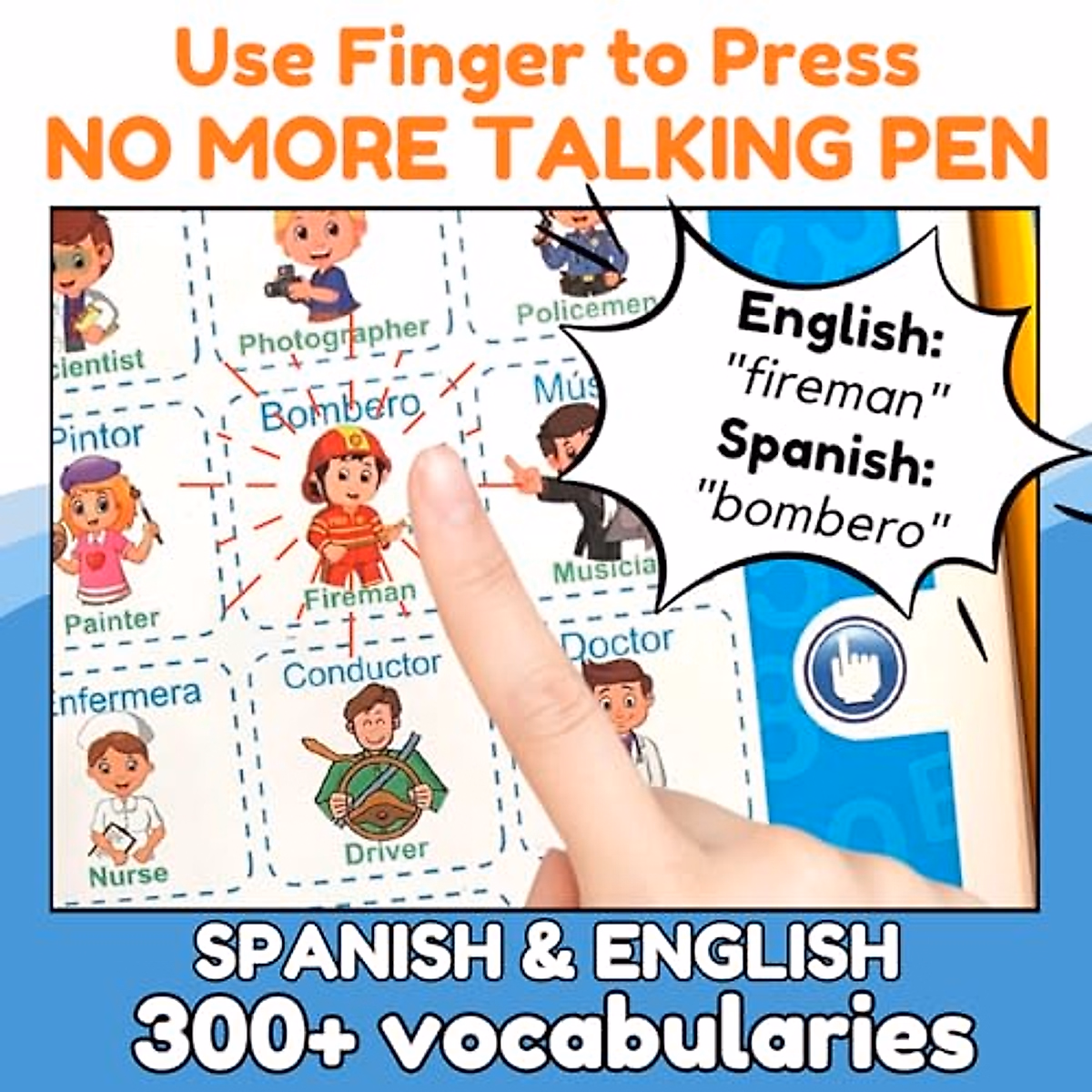 ZeenKind Spanish & English Talking Book for Kids 2 3 4 5 6 Years Old, Learn Spanish Activity Sound Books for Kid Toddlers, Interactive Learning Bilingual Toys, Libros para en Espanol Juegos para Niños