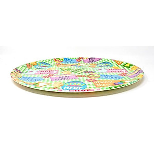Ja'cor Round Easter Serving Platter 13.5" Large Melamine Platters Trays Reusable Plastic Plates for Parties Entertaining, BPA Free Decorative Easter Eggs Design Kichen Dinnerware