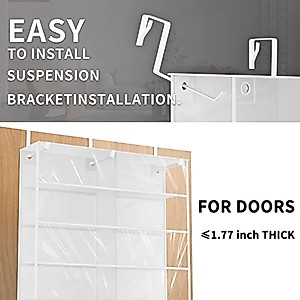 Libeder Clear Over the Door Shoe Organizer, 26 Sections Back of Door Shoe Storage,Shoe Shelves for Closet Door, Dustproof Shoe Holder on Door, White