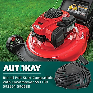 AUTOKAY 591139 593961 Recoil Starter Pull Start Assembly Compatible with Troy Bilt Craftsman TB110 TB200 140CC 150CC Engine Lawn Mower Parts Replace 593961 590588 593959 150-012