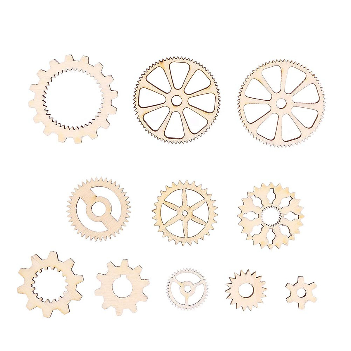 LIOOBO Unfinished Gear Craft 100pcs DIY Wooden Gear DIY Gear Lightweight Plain Wood Ornaments Wooden Gear for Crafts Kids Christmas Clothing DIY Wooden Slices