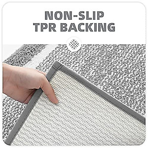 Color G Bathroom Rug Mat, Ultra Soft and Water Absorbent Bath Rug, Bath Carpet, Machine Wash/Dry, for Tub, Shower, and Bath Room (16"x24",Grey and White)