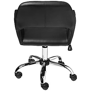 CangLong Chair PU Faux Leather Seat Vintage Arm Chair with Metal Legs Classic Swivel Living Room Chairs for Study Room Bedroom Set of 1, Black