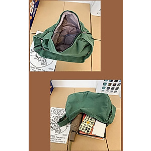 TUPIRIYN Women's Canvas Crossbody Bag Casual Shoulder Bag Solid Color Hobo Bag Large Shopping Bag Messenger Bag Unisex (Green)