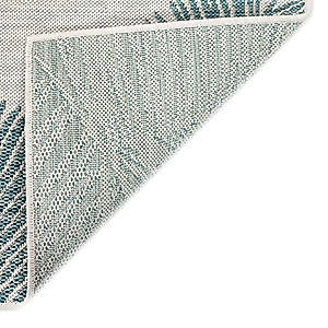 Liora Manne Carmel Indoor Outdoor Rug - Nature Styled Rug, Comfortable & Durable, Power Loomed, Polypropylene Material, UV Stabilized, Palm Aqua, 6'6" x 9'3"