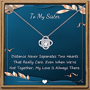 JoycuFF Gifts for Sister Birthday Necklaces from Sister Wedding Christmas Jewelry Love Kont Cubic Zirconia Pendant