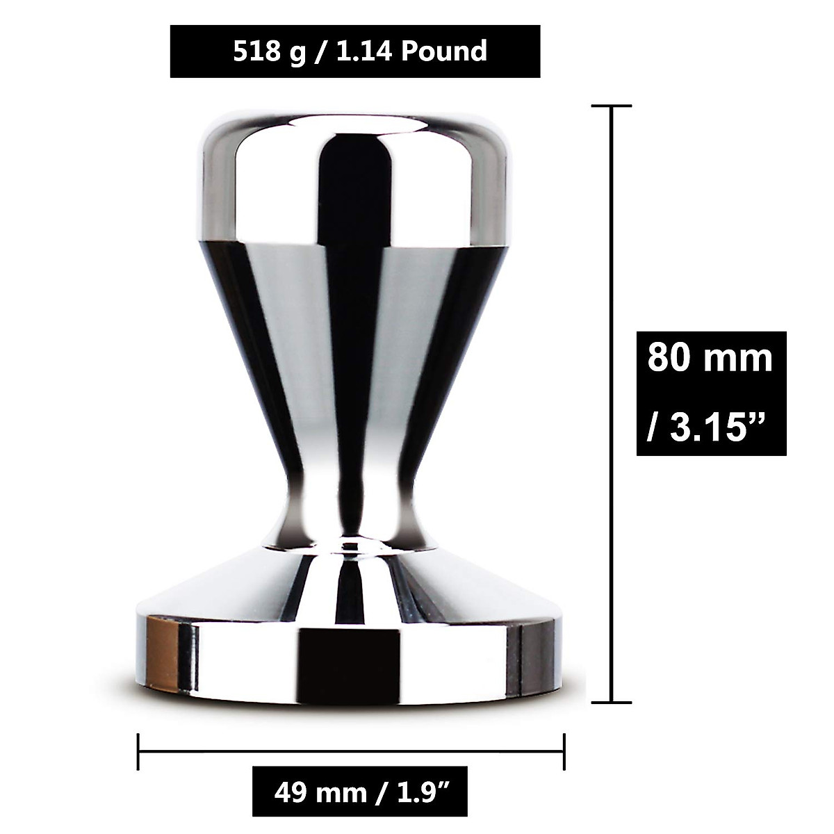 Coffee Tamper Press Chromed (49 mm / 1.9")
