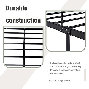 AUFANK California King Size Metal Platform Bed Frames with Headboard and Footboard with Storage No Box Spring Needed Easy Assembly Black