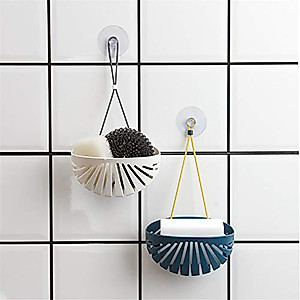 SDUSEIO Kitchen Sink Shelf Soap Sponge Drain Rack Holder Hanging Basket Storage Kitchen Organizer Sink Accessories Sink Caddy for Kitchen Bathroom, (Blue）