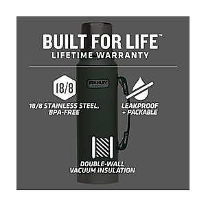 Stanley Classic Vacuum Insulated Wide Mouth Bottle - BPA-Free 18/8 Stainless Steel Thermos for Cold & Hot Beverages – Keeps Liquid Hot or Cold for Up to 24 Hours
