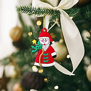12pcs Christmas Ornaments Cute Snowman Xmas Tree Decorations Santa Claus Plastic Figurines Ornaments with Sugar Cookie House for Christmas Tree Hanging Party Ornaments DIY Decor 3 Inch Tall